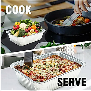 Diplastible Oblong Disposable Aluminum Pans with Lids - 20 Pack - 8.5 x 6 x 2.5 in 5-lb Pan with Foil Covers Perfect for Baking Cooking Food and Storage Container