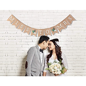 Miss to Mrs Burlap Banner - Greenery Bridal Shower Decorations, Greenery Shower Banner, Rustic Bridal Shower Decor, Miss to Mrs Banner Sign, Best Party Supplies