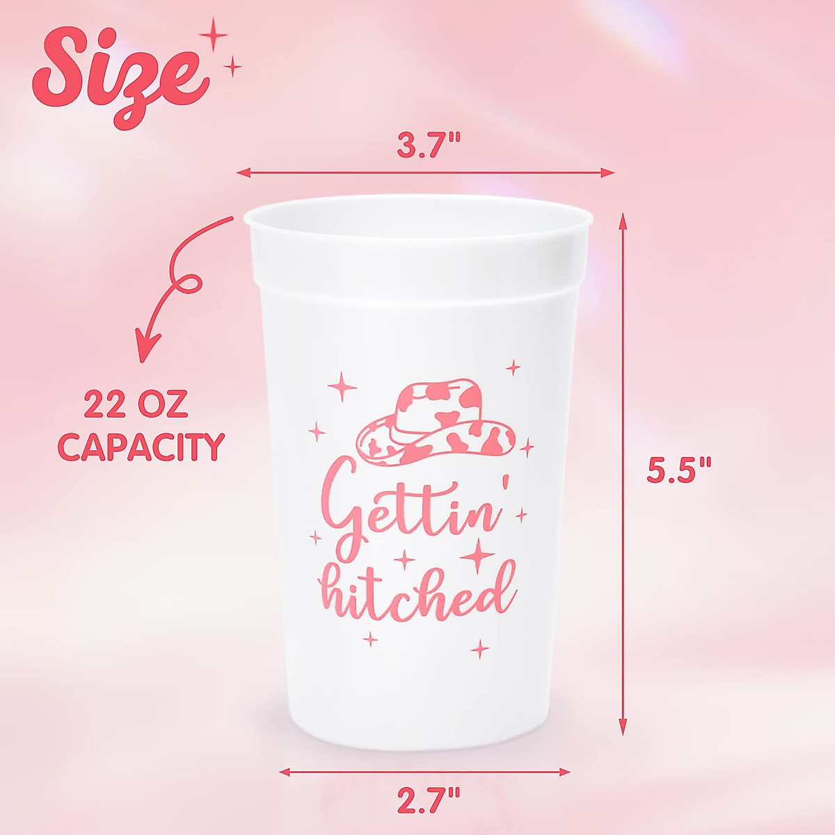 Tuitessine 12-Pack Disco Cowgirl Bachelorette Party Cups Reusable Girls Trip Stadium Plastic Cup Cute Drinking Cups for Western Bridal Shower Party Supplies Wedding Engagement Favor(22 oz)