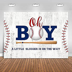 Mocsicka Baseball Baby Shower Backdrop Sports Oh Boy Baseball Baby Shower Party Decoration A Little Slugger is on The Way Baby Shower Background (8x6ft(96x72 inch))