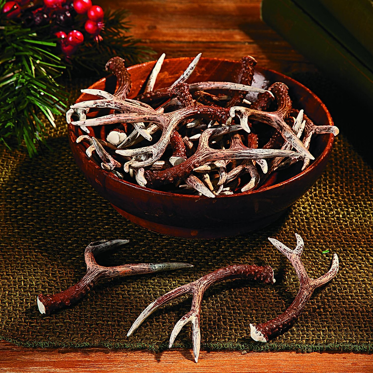 Fun Express 4” Deer Antler Resin Table Tosser Decorations - 12 Pieces, Great for Holiday, Winter or Rustic Themed Decor