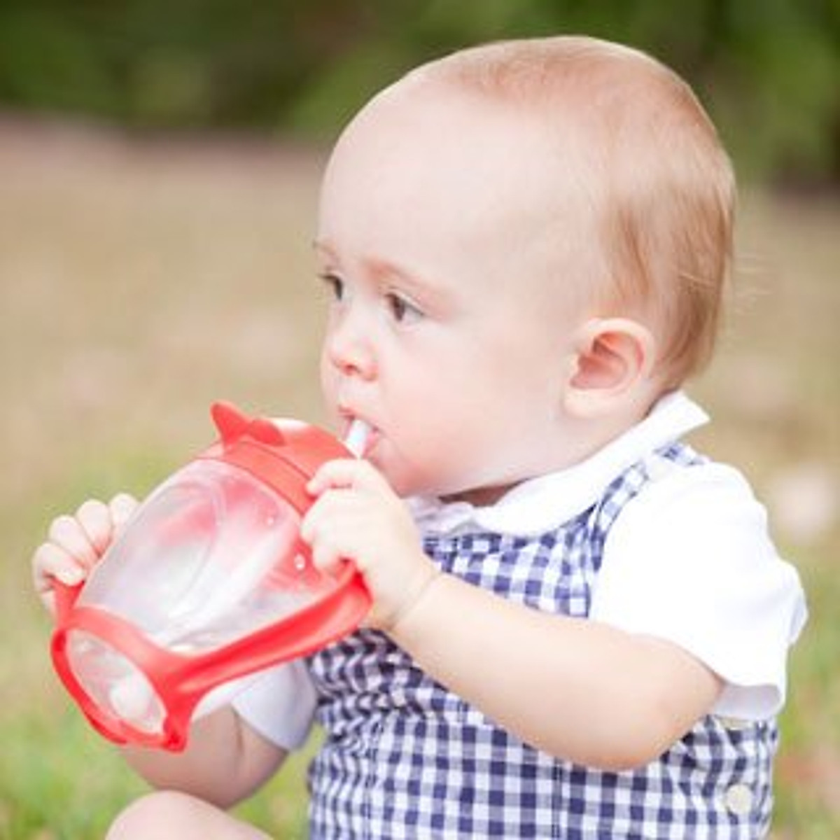 Lollaland Weighted Straw Sippy Cup for Baby:MADE IN THE USA - Transition Kids, Infant & Toddler Sippy Cup (6 months - 9 months) | Shark Tank Products | Lollacup (Red) w/ Straw Replacement Pack