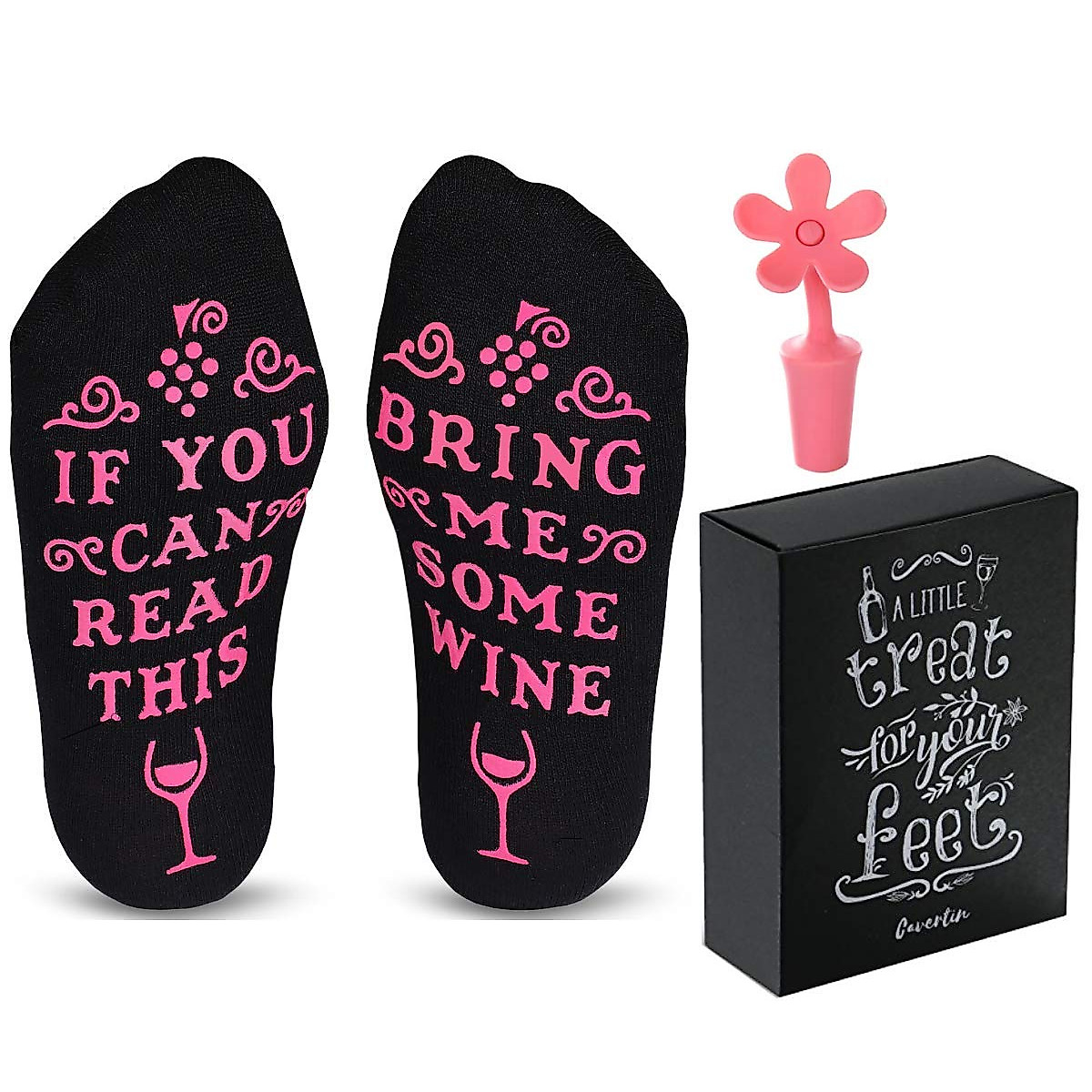 Cavertin Women's Mom Grandma Retirement Dentist Teacher Nurse Socks with Gift Box Gifts for Her (Wine)