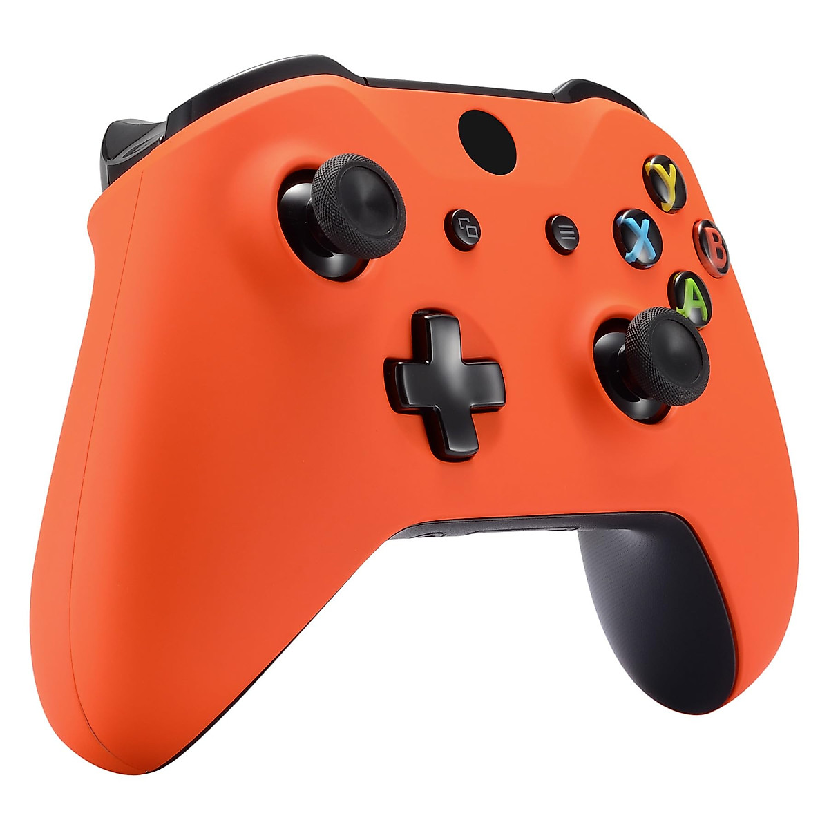 eXtremeRate Soft Touch Top Shell Front Housing Faceplate Replacement Parts with Side Rails Panel for Xbox One X S Controller (Orange)