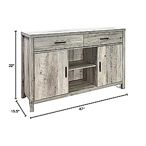 ICE ARMOR 99-78108FV-GreyPine 47" W Sideboard Storage Modern Dining Server Cupboard Buffet Table with Two Cabinets and Drawers in Grey Pine Finish