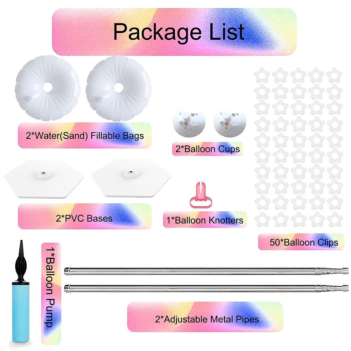 Balloon Columns Set of 2 Adjustable Metal 6.8 Feet Balloon Stands for Floor,Balloon Column Stand for Baby Shower Birthday Graduation Wedding Christmas Party