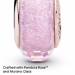 PANDORA Faceted Pink Murano Glass Charm Bracelet Charm Moments Bracelets - Stunning Women's Jewelry - Gift for Women in Your Life - Made Rose, No Box