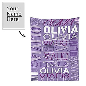 KEEPASSION Customized Blanket with Text Custom Blanket Personalized Flannel Throw Blankets for Adult Kid Birthday Christmas Halloween Mothers Fathers Valentines Day Gift (Purple, 30"x40")
