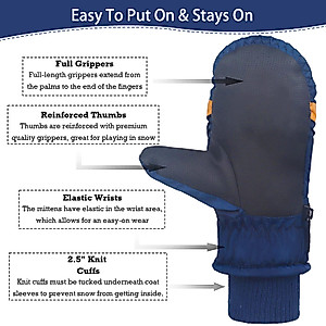 Miaowoof Baby Toddler and Kids Easy-On Wrap Waterproof Thinsulate Winter Mittens Navy Blue Cutie,0-2 Years,6-24 Months