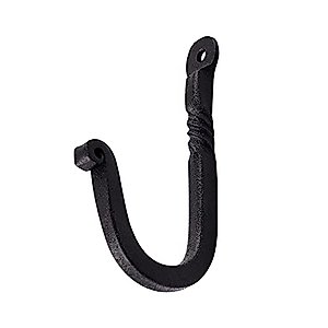 Renovators Supply Bathroom Hooks 3.5 in. Black Wrought Iron Wall Mount Hooks for Hanging Robe, Towel, Hat, or Jewellery with Mounting Hardware