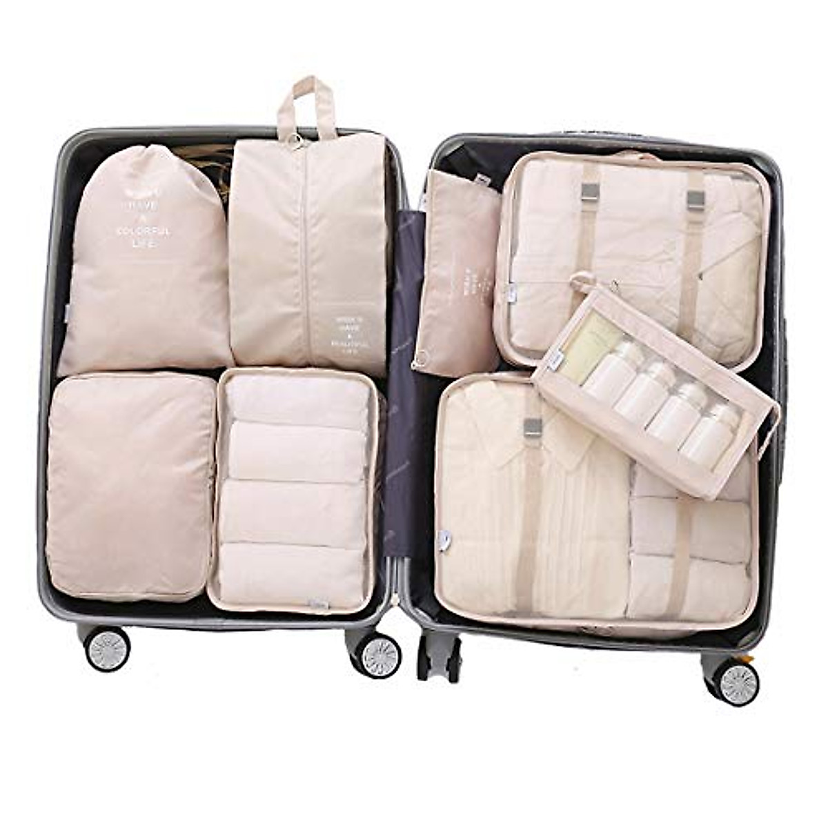 OEE Luggage Packing Organizers Packing Cubes Set for Travel …, Beige