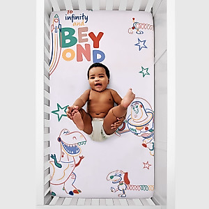 Disney Toy Story Green, Red, Blue and White to Infinity and Beyond Color Crazy Nursery Photo Op Fitted Crib Sheet
