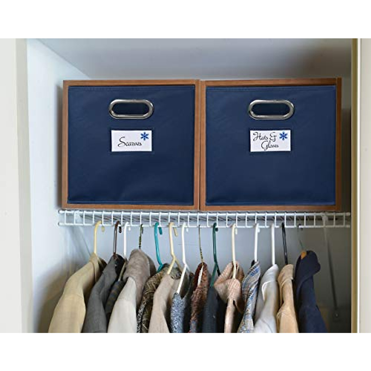 Cheer Home Storage Set of 2 Foldable Fabric Cube Storage Bins- Navy Blue