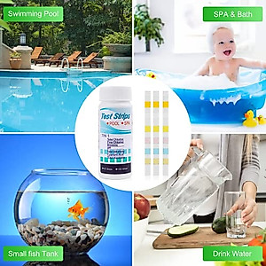 7 in 1 Pool and Spa Test Strips, 100PCS Swimming Pool Water Test Strip, Hot Tub Water Test Strips, Total Hardness, Total Chlorine, Bromine, Free Chlorine, PH, Cyanuric Acid & Total Alkalinity