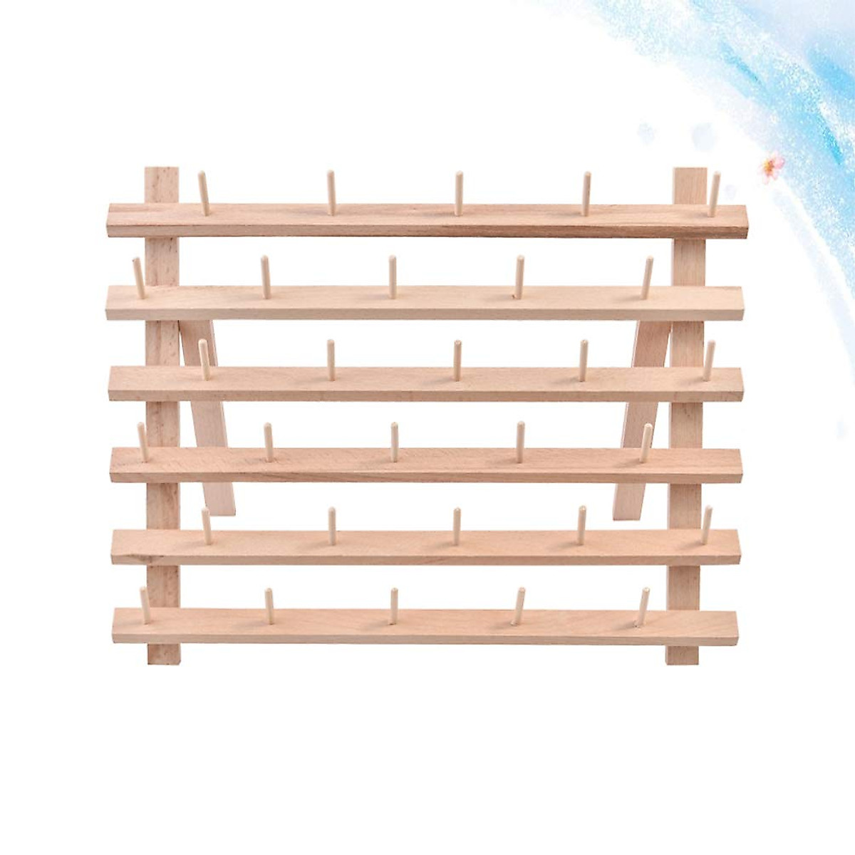 SUPVOX 30 Spool Cone Wall Mount Foldable Wood Thread Stand Rack Embroidery Machine Holds Organizer Sewing Storage Holder