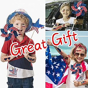 Gushu 20pcs Fourth of July Pinwheels,Red White and Blue 4th of July Decorations American Flag Pinwheel, Garden Wind Spinners Patriotic Yard Outdoor Decor, Memorial Day Independence Party Supplies