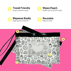 Orchid Hearts Baby Wipes Dispenser - Portable & Refillable Wet Wipe Pouch, Reusable Baby Wipes Holder & Baby Wipe Container, Baby Essential, Makeup Wipe Travel Case - Sweet Love, 2pcs