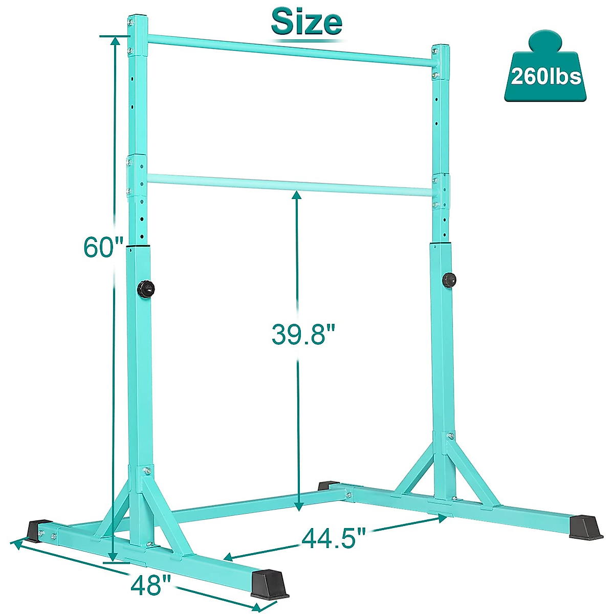 Bongkim Gymnastics Bar for Kids,Adjustable Height Gymnastic Horizontal Bars,Folding Gymnastics Equipment Junior Training Bar for Home Using,Stable Kids Training bar for Children (Teal)