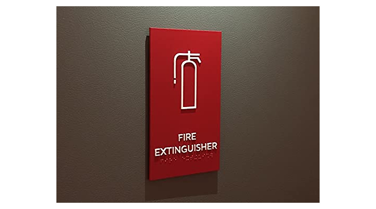 ADA Compliant Fire Extinguisher Sign with Braille