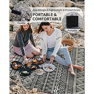 MontVoo-Outdoor Rug Carpet Waterproof 6x9 ft Reversible Patio Rug RV Camping Rug-Plastic Straw Rug Outside Indoor Outdoor Area Rug for Patio Deck Balcony Picnic Beach Outdoor Decor Boho Grey