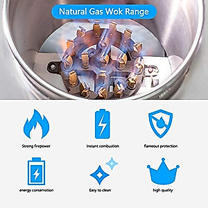 KITMA 16 Inch Wok Range - Natural Gas Range Top Wok, Outdoor Gas Stove Wok Burner, 111,000 BTU