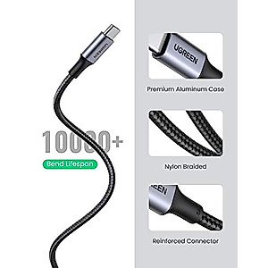 UGREEN 100W USB C to USB C Cable Type C Fast Charging Cable Compatible with MacBook Pro 2022, iPad Pro 2022, iPad Air 5, Samsung Galaxy S23/S22 Ultra, Pixel, Switch, etc. 6.6FT Black