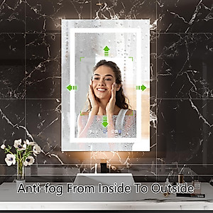 cieloshinerico Smart LED Medicine Cabinet with Mirror, 24W×36H Inch Bathroom Storage Medicine Cabinet, 3 Color Stepless Dimming & Anti-Fog, 10x Magnifier, Night Light, Right Hinge