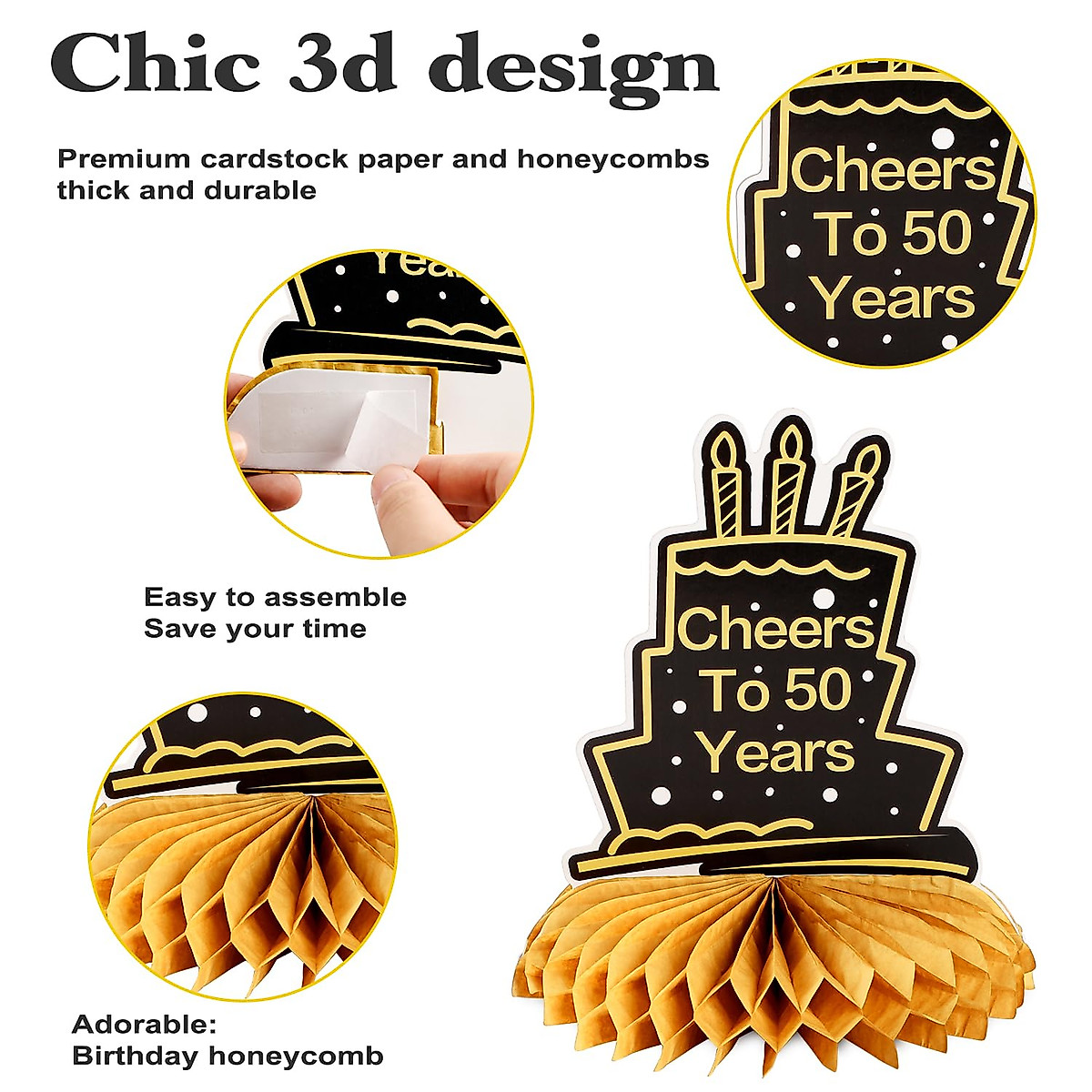 50th Birthday Decorations for Men Women,27PCS 1974 Banner Decorations,Including 1974 Banner,9 Honeycomb Topper,50 Balloons,Anniversary Card,Cheers to 50 Years Banner,7 Hanging Swirl,6 Paper Poms,Sash