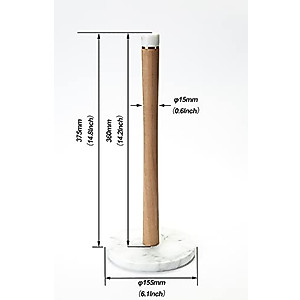 jalz jalz Paper Towel Holder Countertop Marble Base and Acacia Wood Stand,13.3'' Kitchen Paper Towel Roll Holder Stand