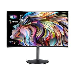 Acer EI322QK Abmiiiphx 31.5" 1500R Curved UHD (3840 x 2160) Monitor | Adaptive-Sync Support | 90% DCI-P3 | HDR 10 Support | 1 x Display Port 1.2, 2 x HDMI 2.0 Ports & 2 x HDMI 1.4 Ports,Black