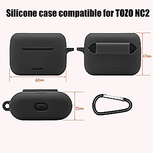 Silicone Case for TOZO NC2 in-Ear Detection Bluetooth Headphones,Premium Soft Skin Cover Shock-Absorbing,Anti-Scratch Protective Case with Keychain,Grey