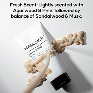 MARLOWE. No. 122 Men's Facial Scrub 6 oz, Light Daily Exfoliating Face Cleanser with Fresh Pine & Agarwood Scent
