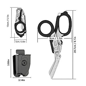 Elegital Emergency Response Shears, Stainless Steel Foldable Scissors Pliers, Outdoor Camping Rescue Scissors Tools, Black +Sheath,