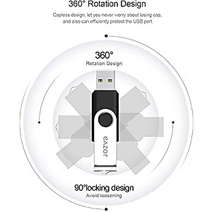 EAZOR USB Flash Drive 64GB - USB 2.0 Interface Digital, Thumb Drive with Swivel Design, Compatible with Computer/Laptop/External Memory Storage, Stick Jump Drive for Photo/Video Backup (64GB-2.0)