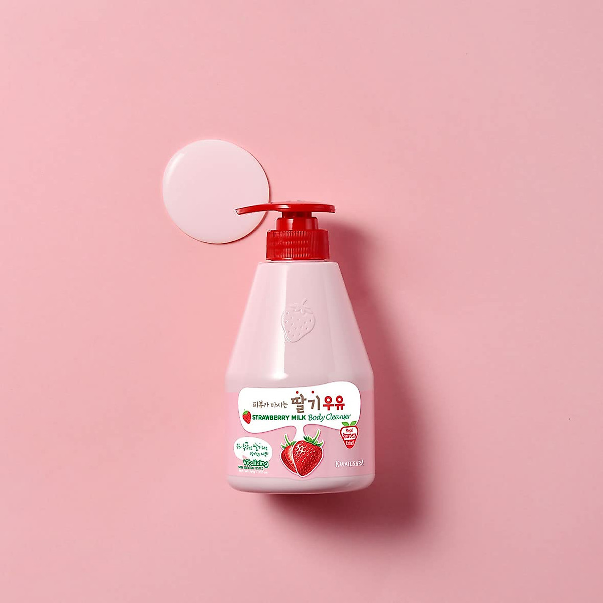WELCOS KWAILNARA Strawberry Milk Body Wash – Korean Body Cleanser with Strawberry Extract for Hydrated, Smooth Skin, 560 g / 19.75 oz.