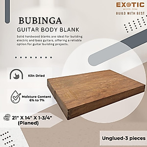 Exotic Wood Zone | Bubinga Electric/Bass Musical Guitar Luthier Tonewood Body Blanks | 21" x 14" x 1-3/4" - Unglued Planed (2 Pcs)