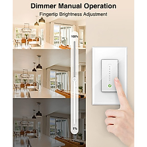 GHome Smart Smart Dimmer Switch Work with Alexa Google Home, Neutral Wire Required 2.4GHz Wi-Fi Switch for Dimming LED CFL INC Light Bulbs, Single Pole, UL Certified, No Hub Required, 4Pack
