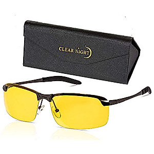Night Driving Glasses Anti Glare Polarized With Stylish Case - Night Vision/ Tac Glasses - for Driving - Nighttime Glasses