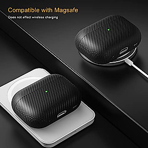 memumi Real Carbon Fiber for AirPods Pro 2nd Generation 2022 Case, Sturdy Durable Aramid Fiber 0.3 mm Slim Fit for Airpods Pro 2 Carbon Fiber Thin Case with Military-Grade Protection 600D Black