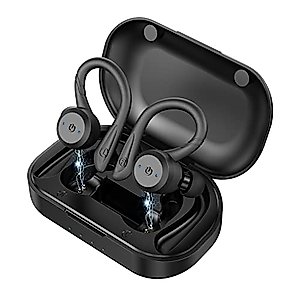 Lopnord Wireless Earbuds, Earbuds Noise Cancelling with Microphone 5.1 Sport Headphones with Charging Case, IPX7 Waterproof Sports True Wireless Earbuds with Ear Hook for Outdoor Running Travel