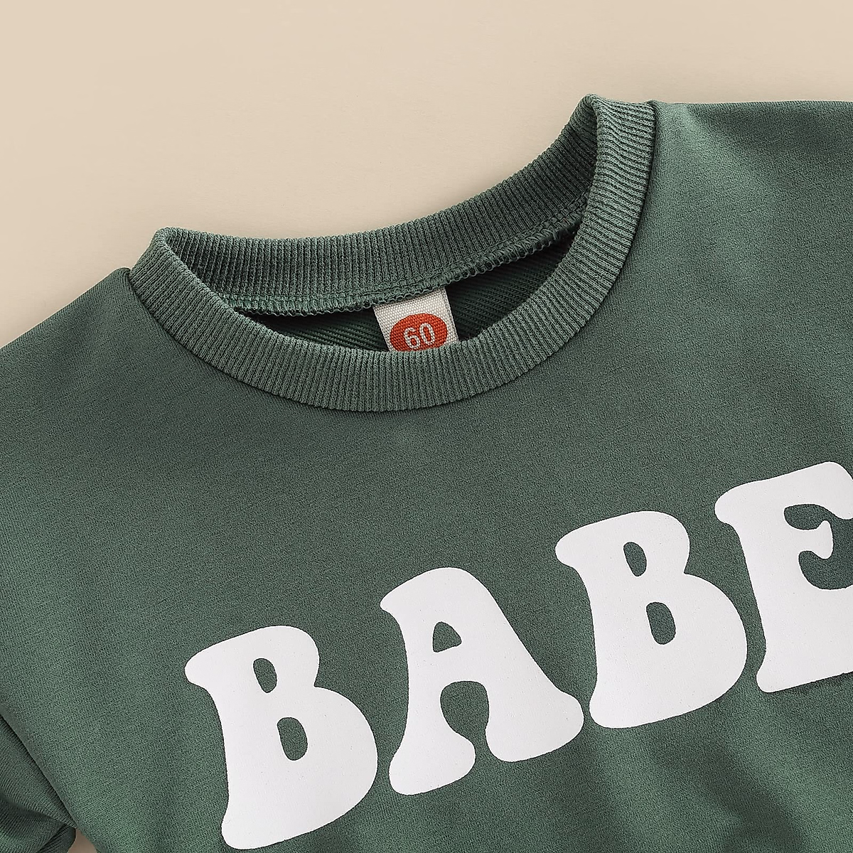 Lamuusaa Newborn Baby Girl Boy Clothes Crewneck Sweatshirt Romper Babe/Rainbow Pullover Sweater Shirts Oversized Fall Clothes (Babe-Green, 6-12 Months)