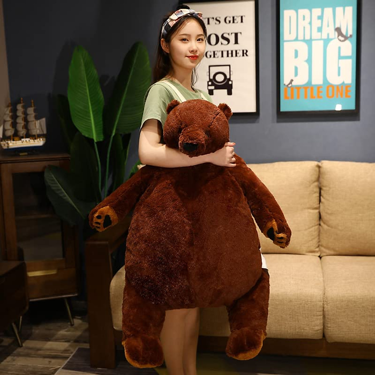 MIAOHAHA 100cm Giant Djungelskog Teddy Bear Dark Brown Plush Toy Bear Big Teddy Bear Stuffed Animal Doll Home Decor Birthday Gift for Girl,Boy (39.3in/100cm)