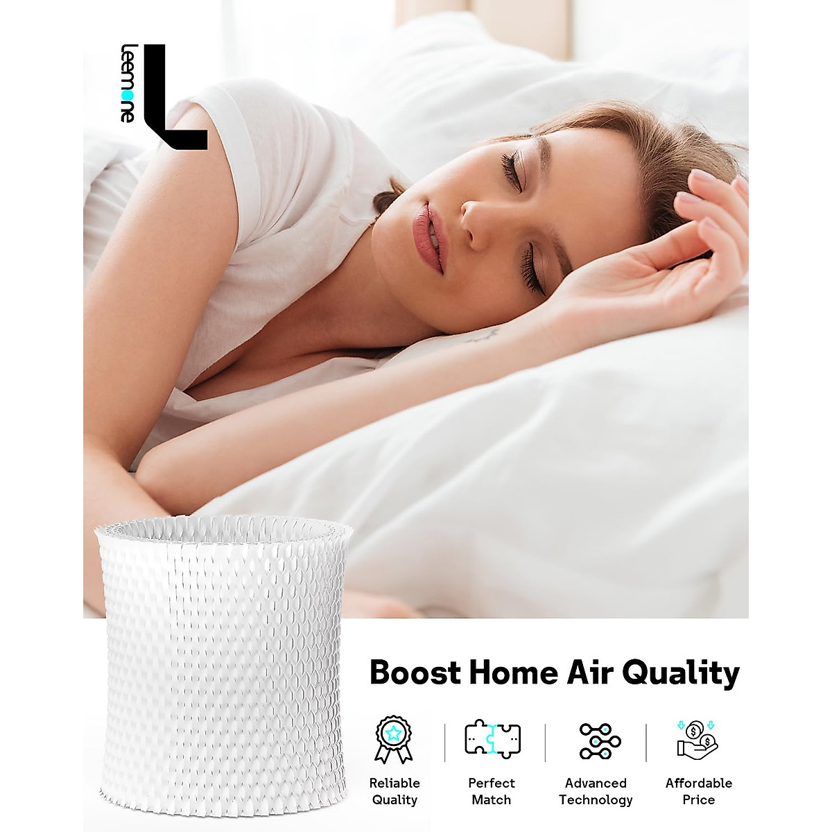Leemone 2-Pack Bedside Humidifier Filter Replacement Compatible with Canopy Bedside & Nursery Humidifiers, Made with Wood Pulp & Paper Filter, Humidifier Wicking Filter Lasts Up to 6 Weeks