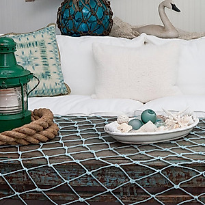 Decorative Fishing Net Light Blue 80x40 Inch,YuanDe 2 Pack Large Picture Fish Net,Wall Photo Hanging Fishnet for Nautical Mermaid Pirate Ocean Theme Hawaii Beach Under The Sea Party Decoration