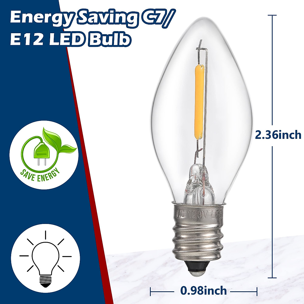 8Pcs Blow Mold Light Kit Replacement with C7 LED Bulb Village Lights, 6FT Blow Mold Cord with Turn ON OFF Switch and 2 Spare Fuses for Halloween Christmas Village House Craft Decorations and Salt Lamp