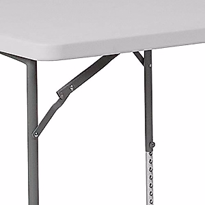 Flash Furniture Kathryn 2.79-Foot Square Height Adjustable Granite White Plastic Folding Table, 34" Square