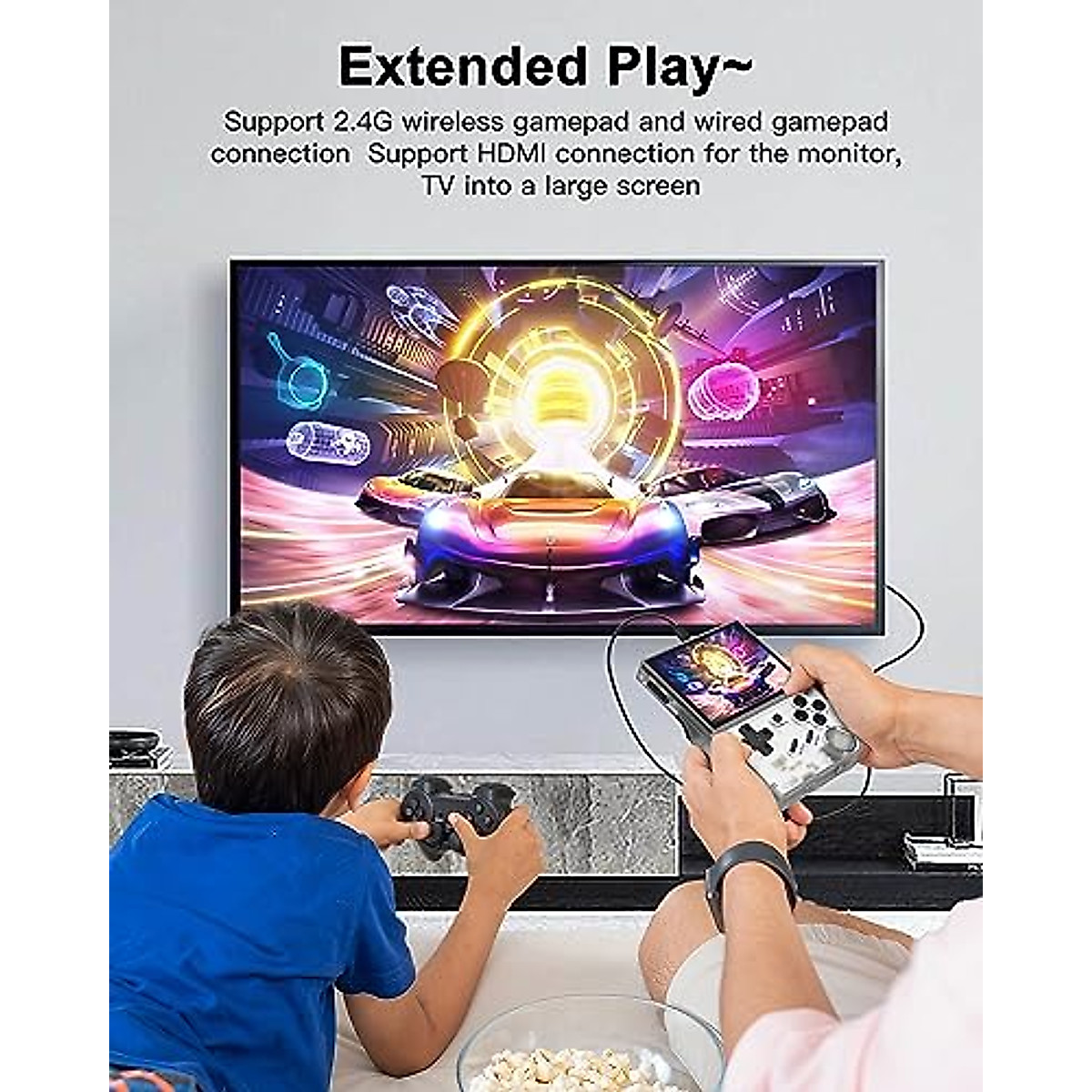 Retro Handheld Game Console, Anbernic RG35XX Handheld Emulator Console, 3.5 Inch IPS Screen, Quad-core CPU, DDR3 256MB RAM, Speaker, 2600mAh Rechargeable Battery (White)