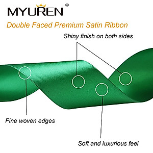 5/8 inch Double Faced Green Polyester Satin Ribbon for Gift Wrapping，Party Favor， Baby Shower，Invitation Embellishments，Floral Arrangement Craft Supplies (50 Yards)