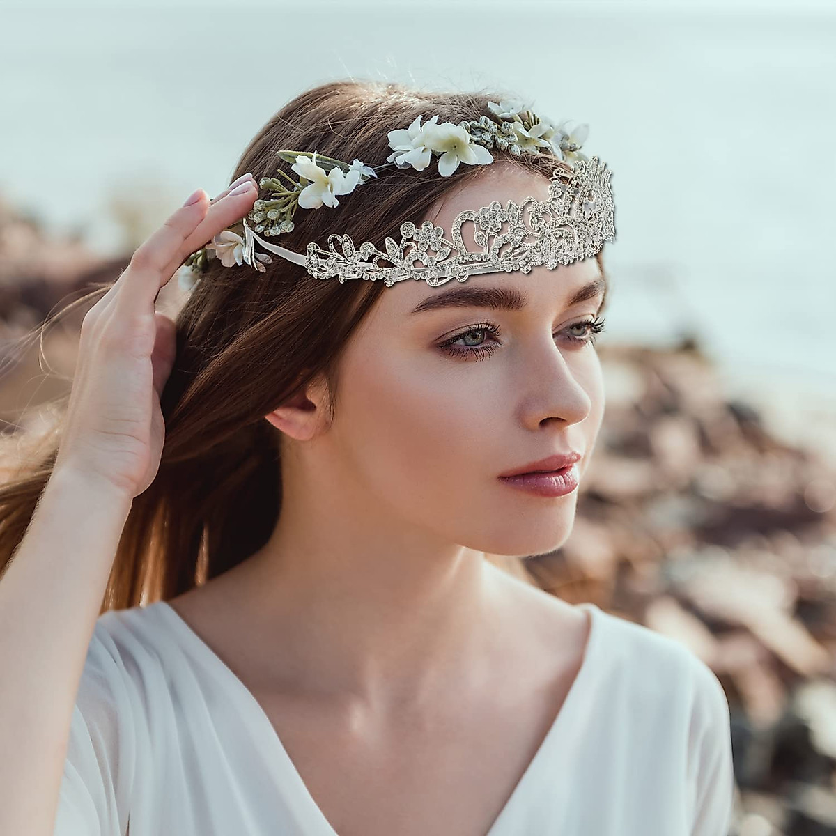 GreatMH 2Pack Prom King and Queen Crowns for Men Women Kings Crown Metal Crystal Tiara Crown for Women Men Bridegroom Bride Princess for Birthday Wedding Halloween (Gold&Silver)