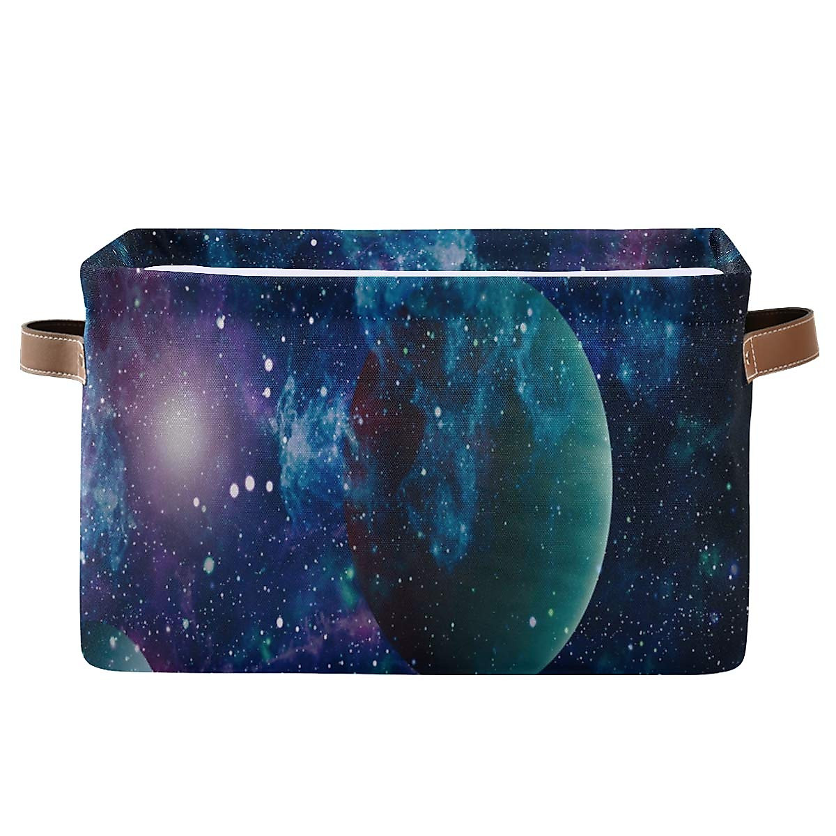 AUUXVA Nebula Galaxy Planet Storage Basket Collapsible Cloth Storage Cube Basket Bins Organizer with Handles Rectangular Large Toys Shelf Closet for Nursery Bedroom Home Office